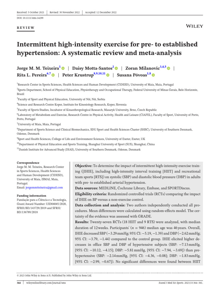 Intermittent High-Intensity Exercise For Pre - To e | Download Free PDF | Blood Pressure | High ...
