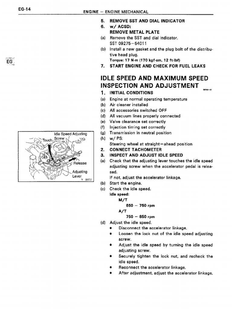 Idle Speed and Maximum Speed Inspection and Adjustment | PDF