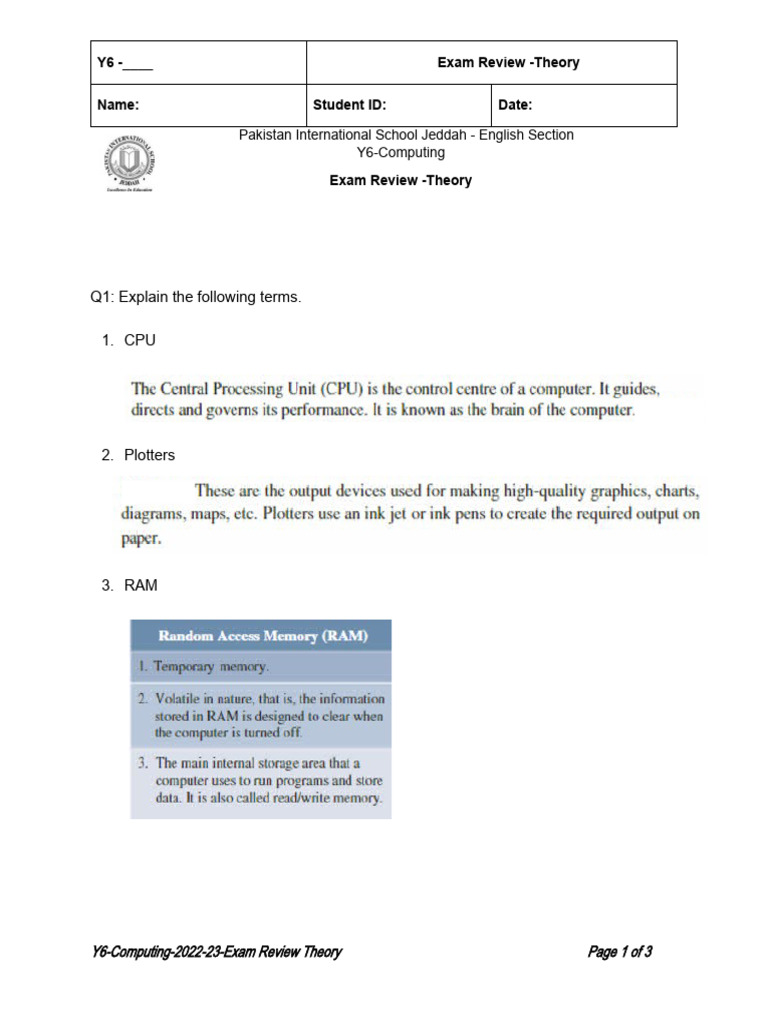 Exam Review Theory - Answer Key | PDF | Optical Character Recognition | Byte