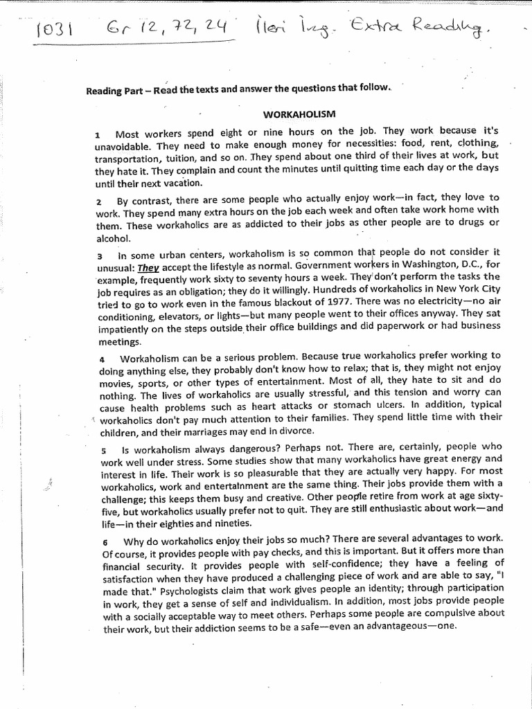 Extra Reading Practise for the Final | PDF