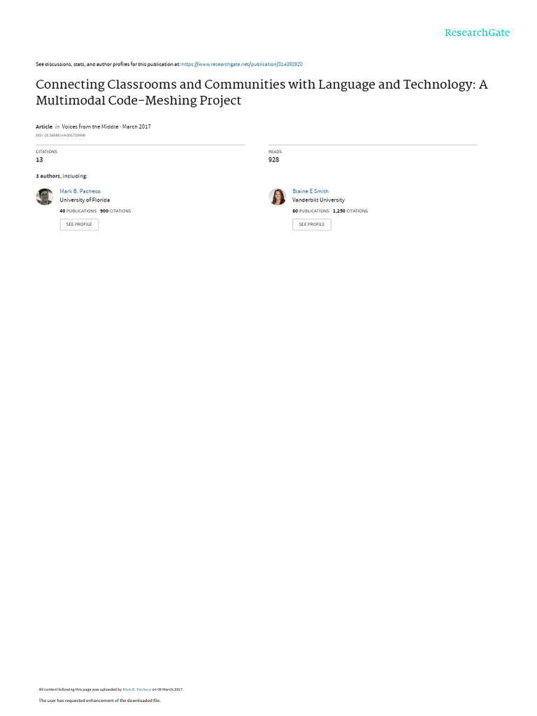 Connecting Classrooms and Communities With Language and Technology: A ...