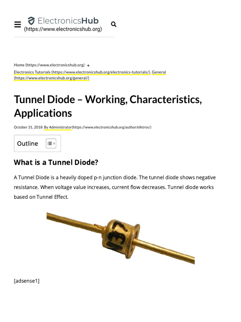 Tunnel Diode: Function & Applications | PDF | P–N Junction | Diode