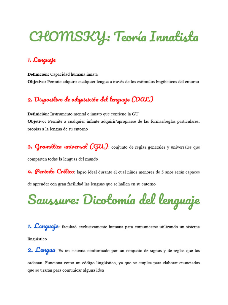 Teoría Innatista del Lenguaje de Chomsky | PDF | Dialecto | Lingüística