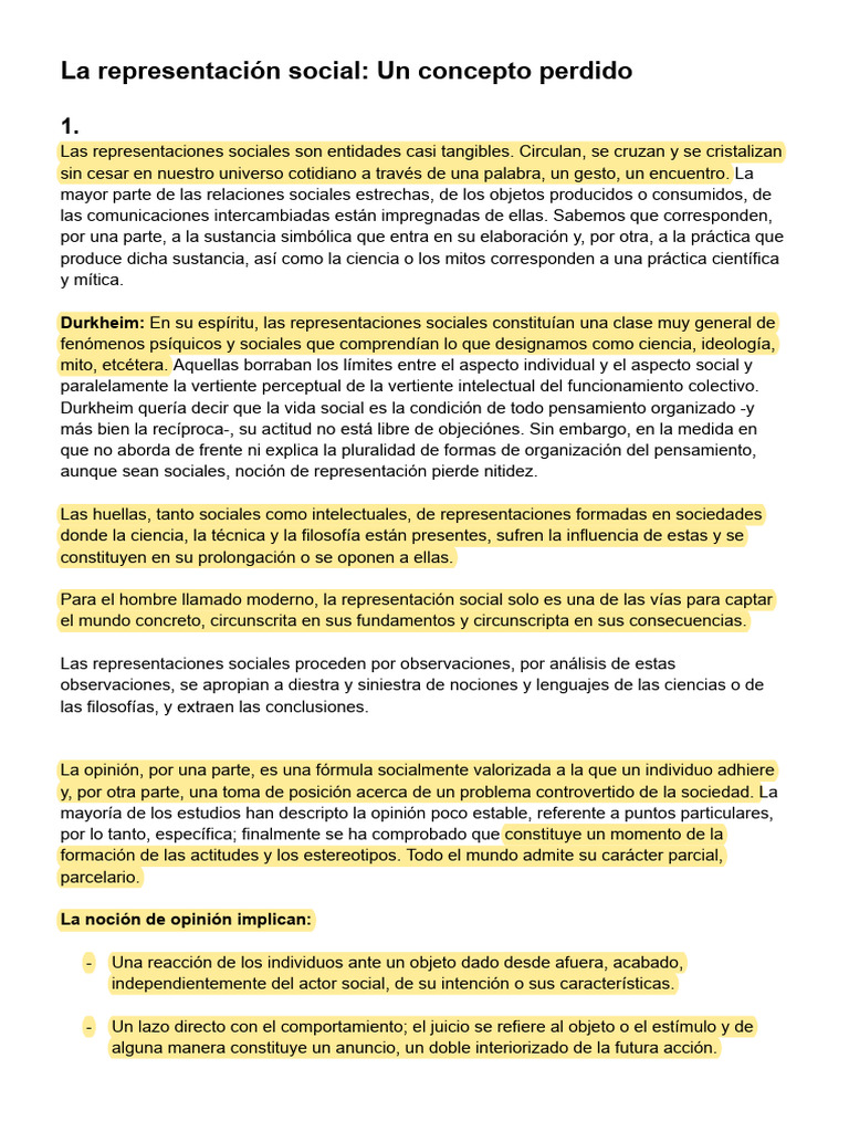 Representación social según Moscovici | PDF | Percepción | Concepto