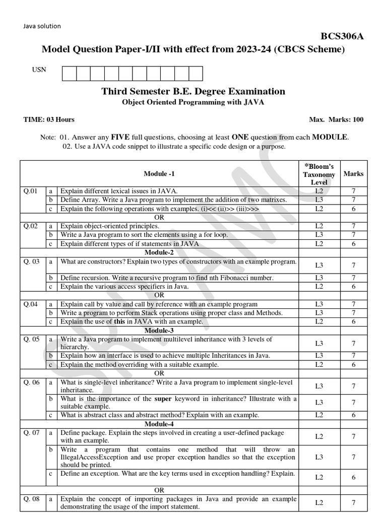Java MQP Sol | PDF | Thread (Computing) | Class (Computer Programming) Java MQP Sol | PDF | Thread (Computing) | Class (Computer Programming)