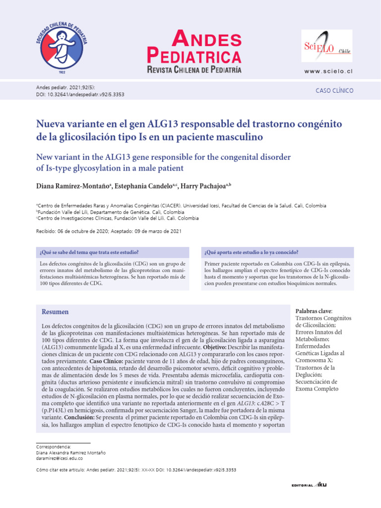 Nueva Variante en El Gen ALG13 Responsable Del Trastorno Congénito-1 | PDF | Secuenciación del ...