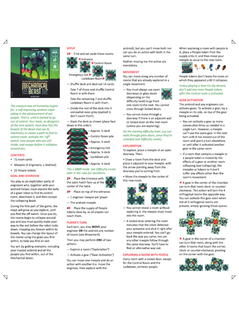 Mechanical Beast - 1-Page Rules - Folds To 4x2 - TEXT CONVERTED 1.01 | PDF