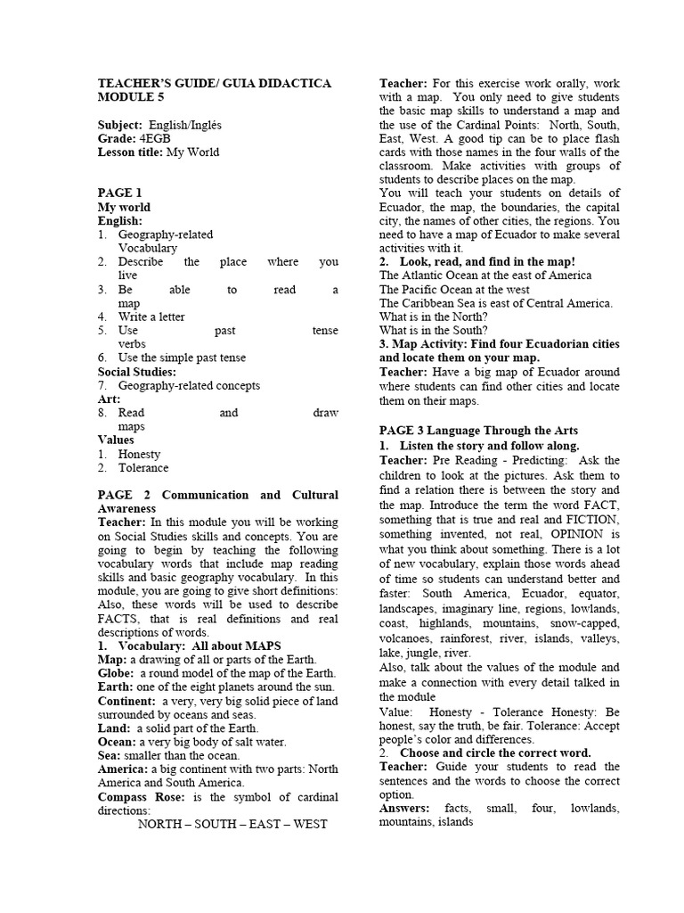 4EGB Mod 5 Teacher Guide | PDF | Grammatical Tense | Verb