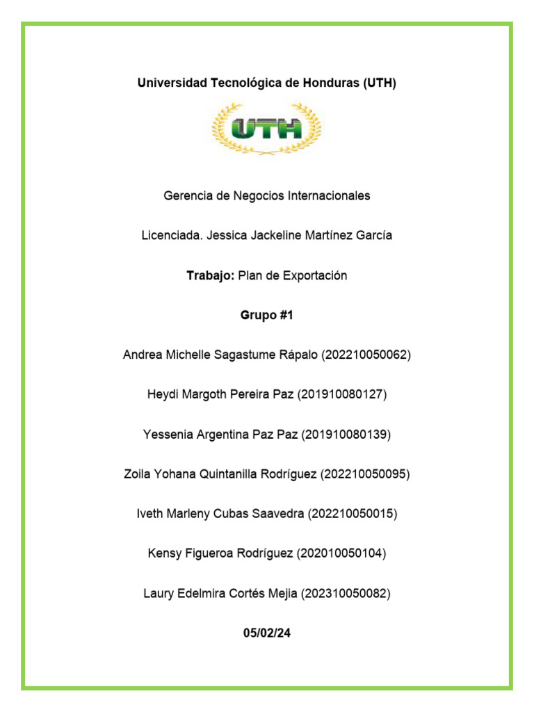 Plan De Exportación Grupo 1 Pdf Mercado Economía Business