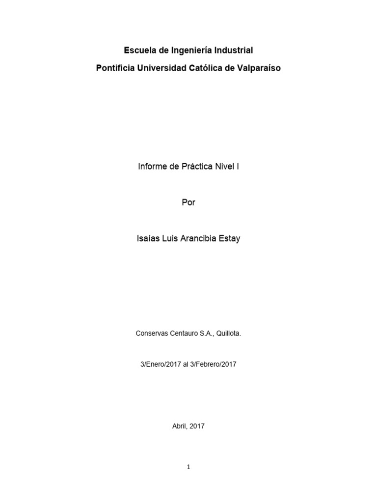 Informe Práctica en Conservas Centauro | PDF | Calidad (comercial ...