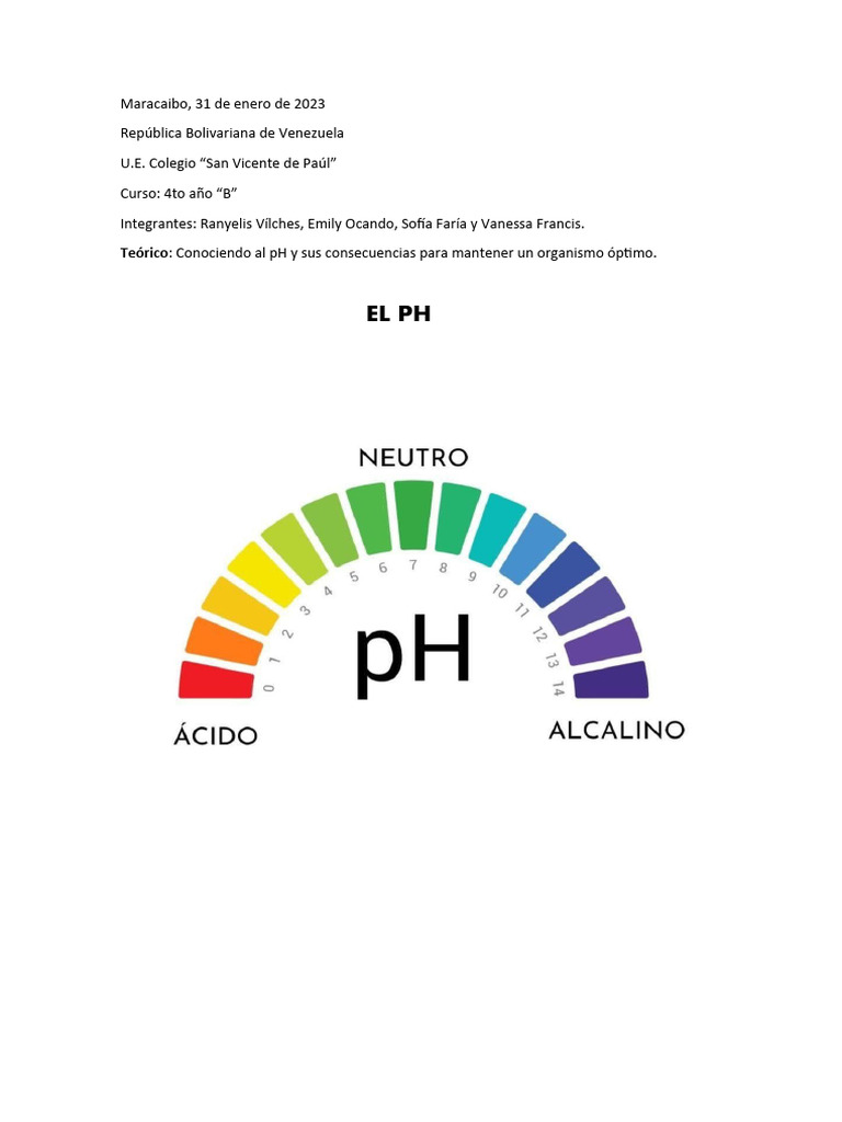 Importancia del pH en la salud humana | PDF | Ph | Ácido