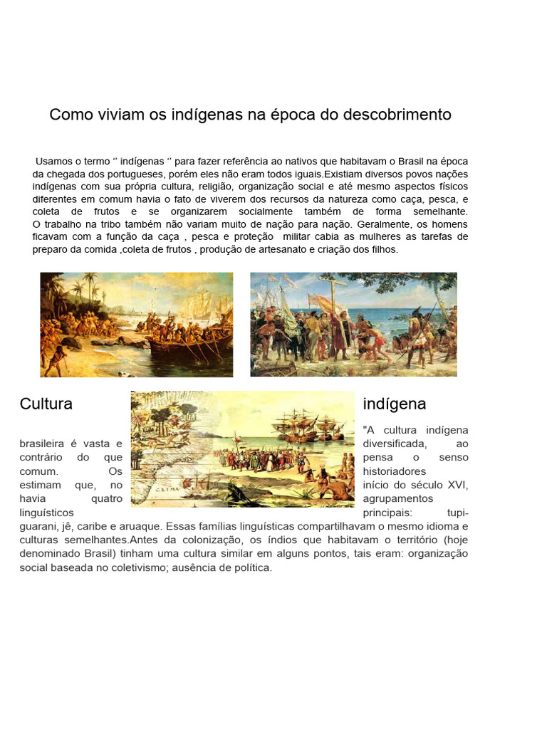 Vida dos indígenas no Brasil colonial | PDF | Povos indígenas | Brasil