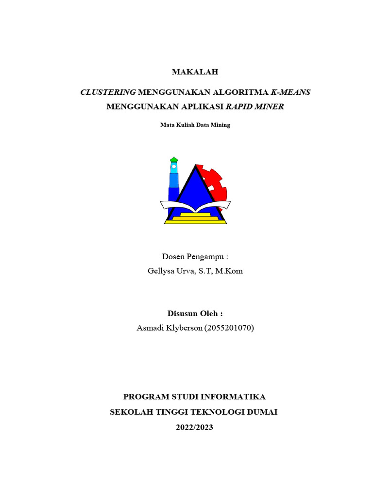 Makalah K - Means Clustering RAPID MINER | PDF Makalah K - Means Clustering RAPID MINER | PDF