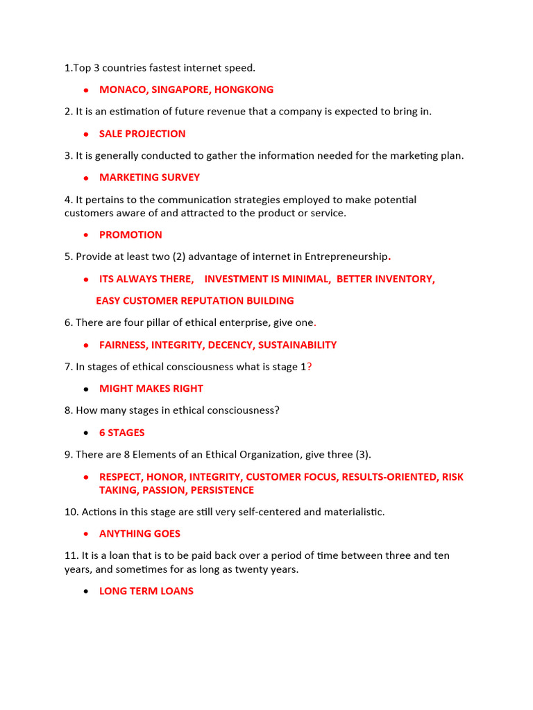 Lesson 6 10 Answers | PDF | Feasibility Study | Marketing