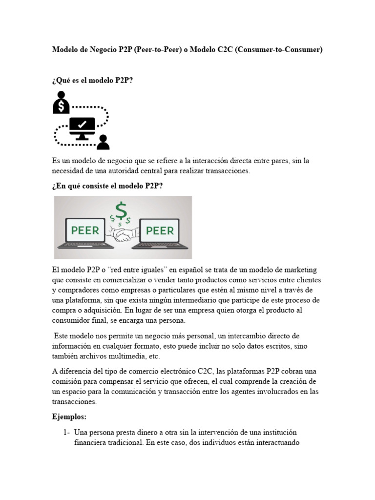 P2P, C2C and Marketplace Models | PDF | De igual a igual | Economias