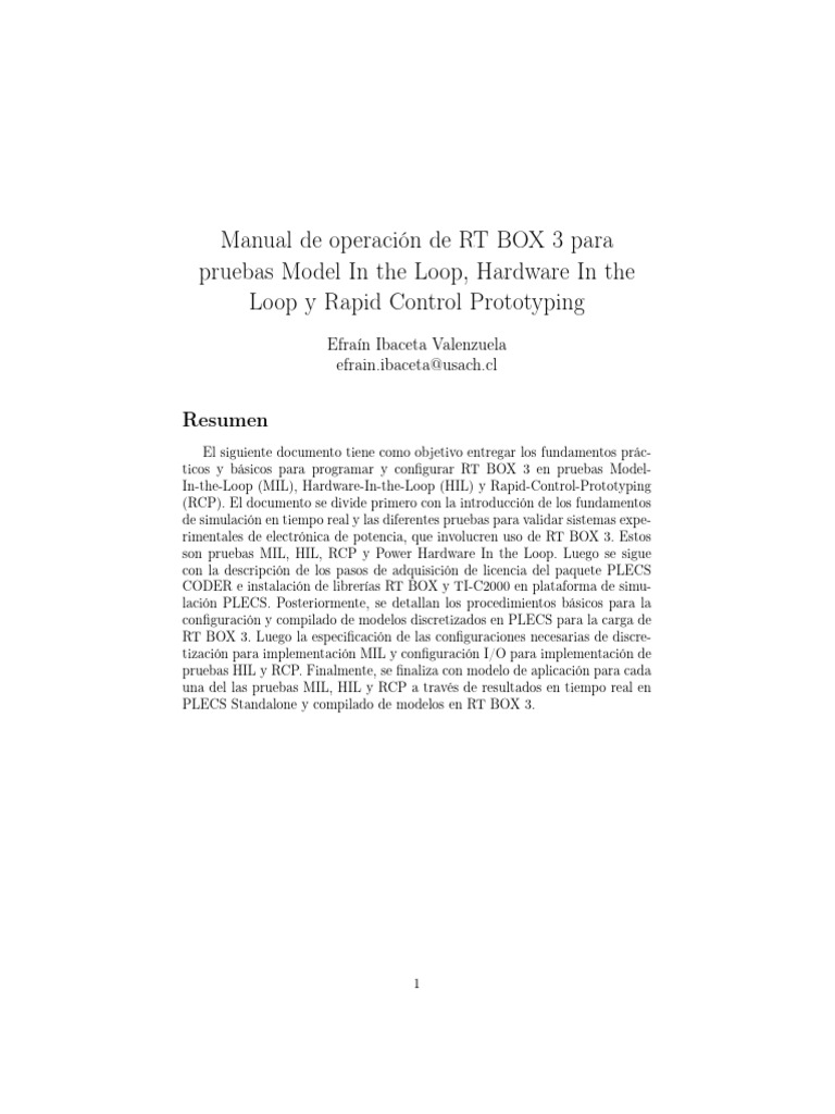 Manual RT BOX 3: MIL, HIL y RCP | PDF | Microcontrolador | Simulación