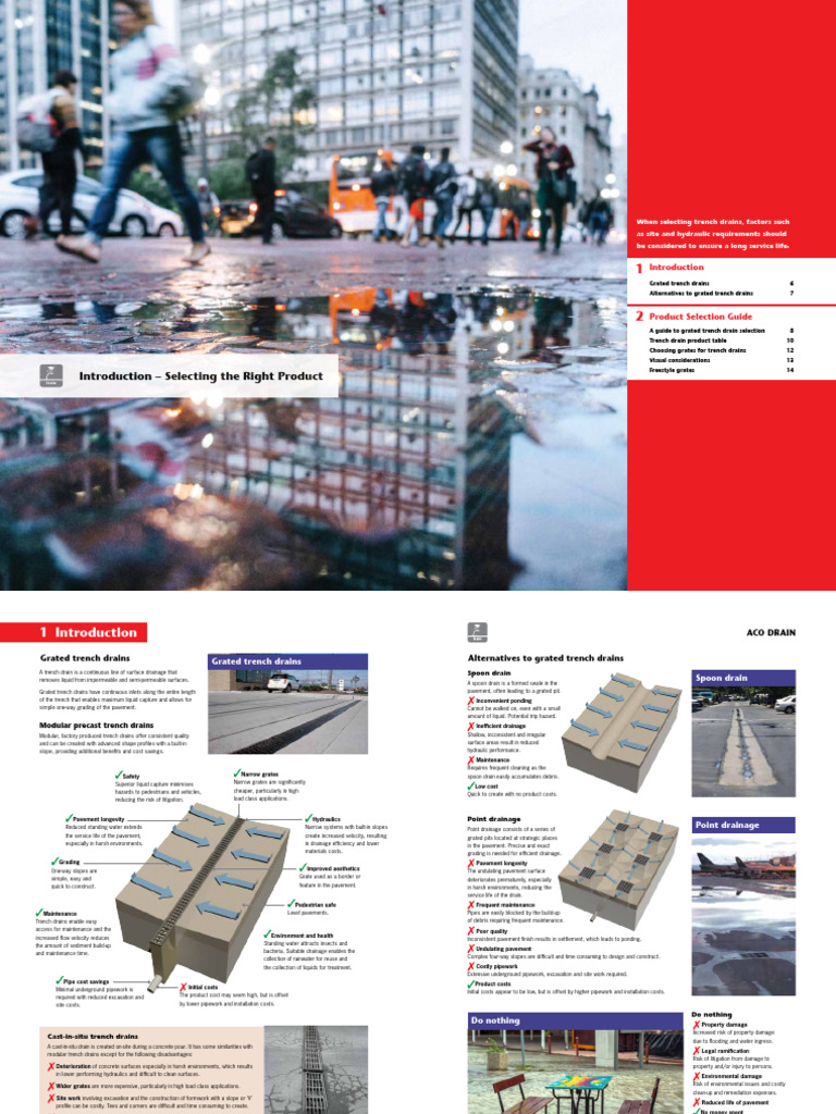 Grated Trench Drain Selection Guide | PDF | Drainage | Road Surface