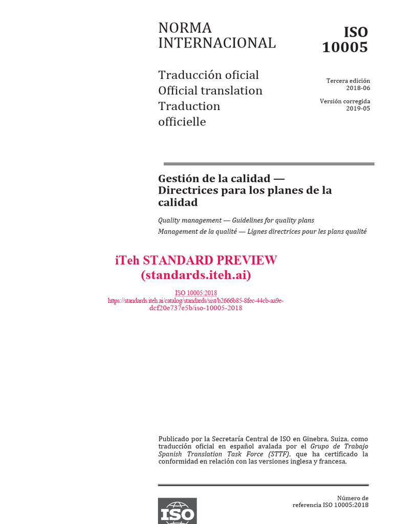 Iso 10005 2018 | PDF | Calidad (comercial) | Organización internacional ...