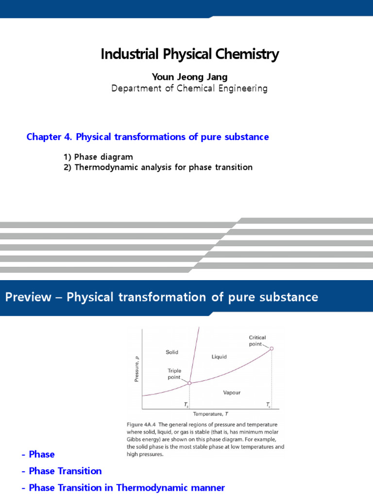 2021-물리화학-Chapter 4 - phase transformation fo pure substances | PDF | Phase Diagram | Phase (Matter)