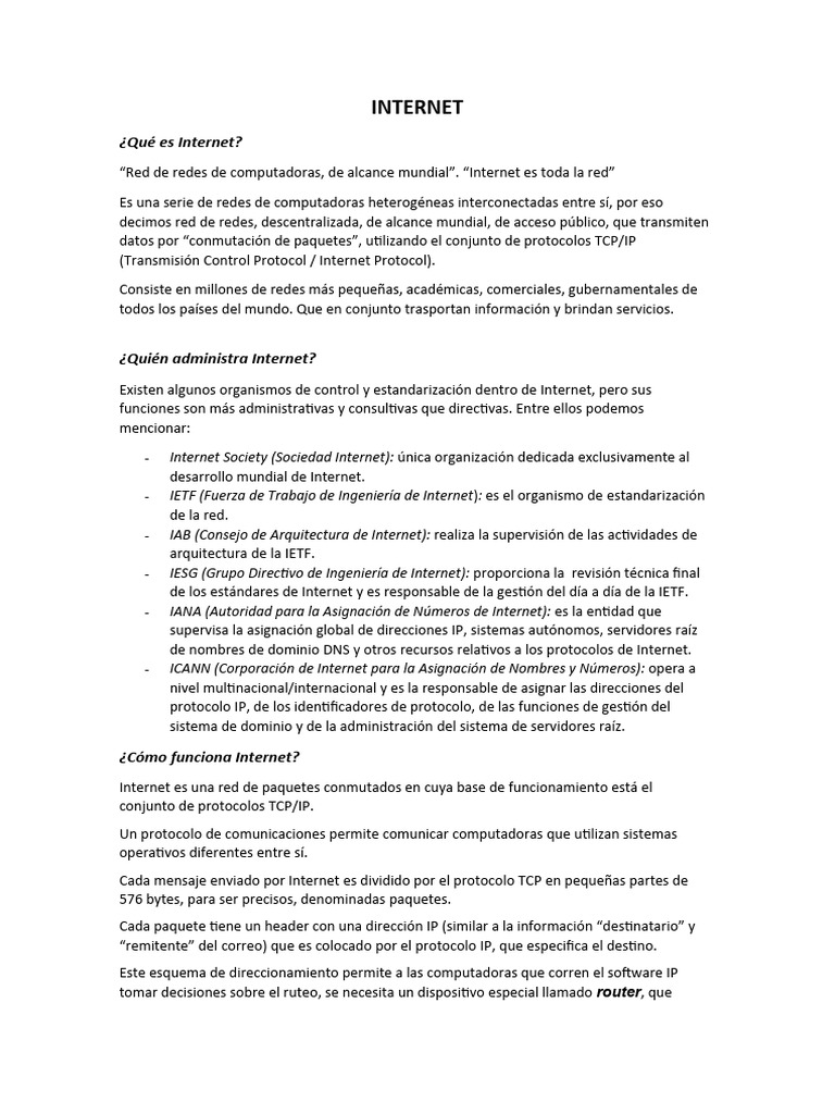 Internet Resumen | PDF | Sitios web | Red mundial