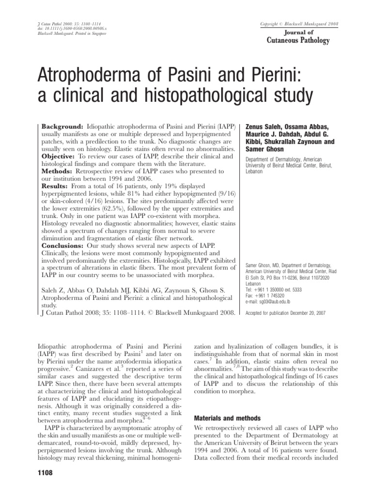 Atrophoderma of Pasini and Pierini - A Clinical and Histopathological ...