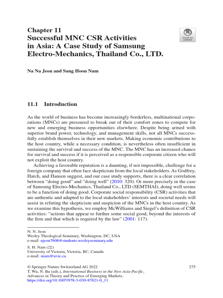 Ethic Case CSR Samsung in Thailand | PDF | Corporate Social ...