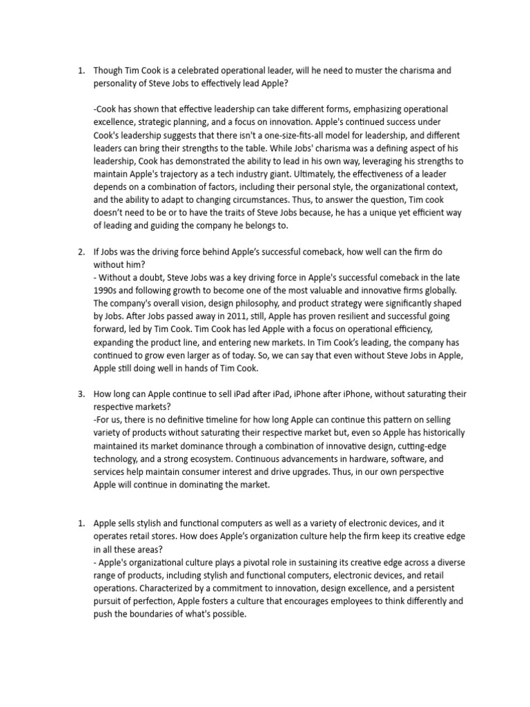 CASE STUDY | PDF | Apple Inc. | Leadership