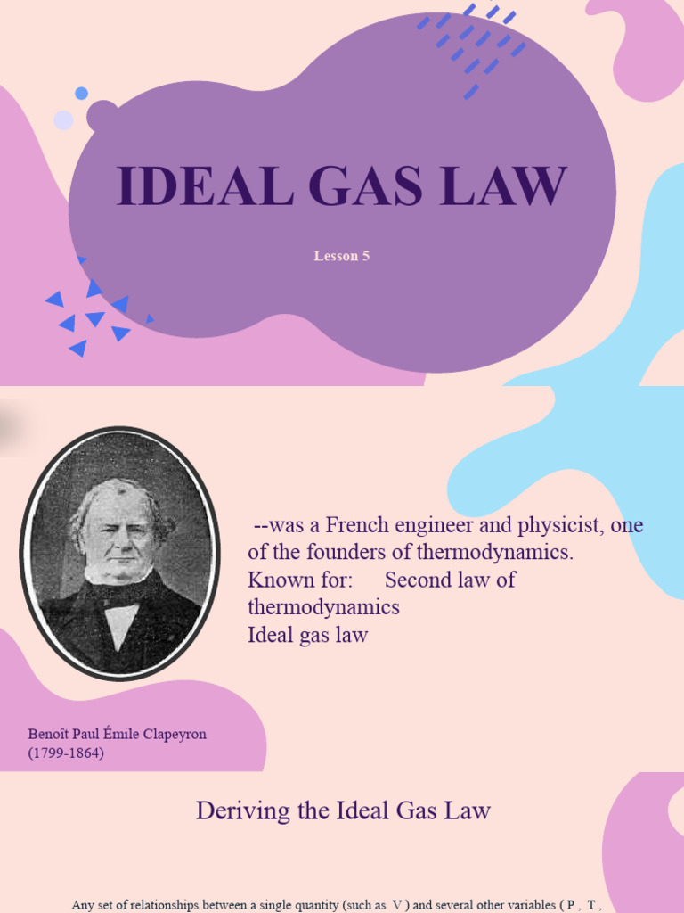 Lesson 5-- Ideal Gas Law | PDF | Gases | Mole (Unit)