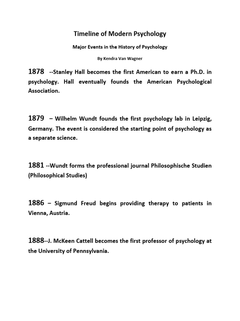 Timeline of Modern Psychology | Download Free PDF | Psychology ...