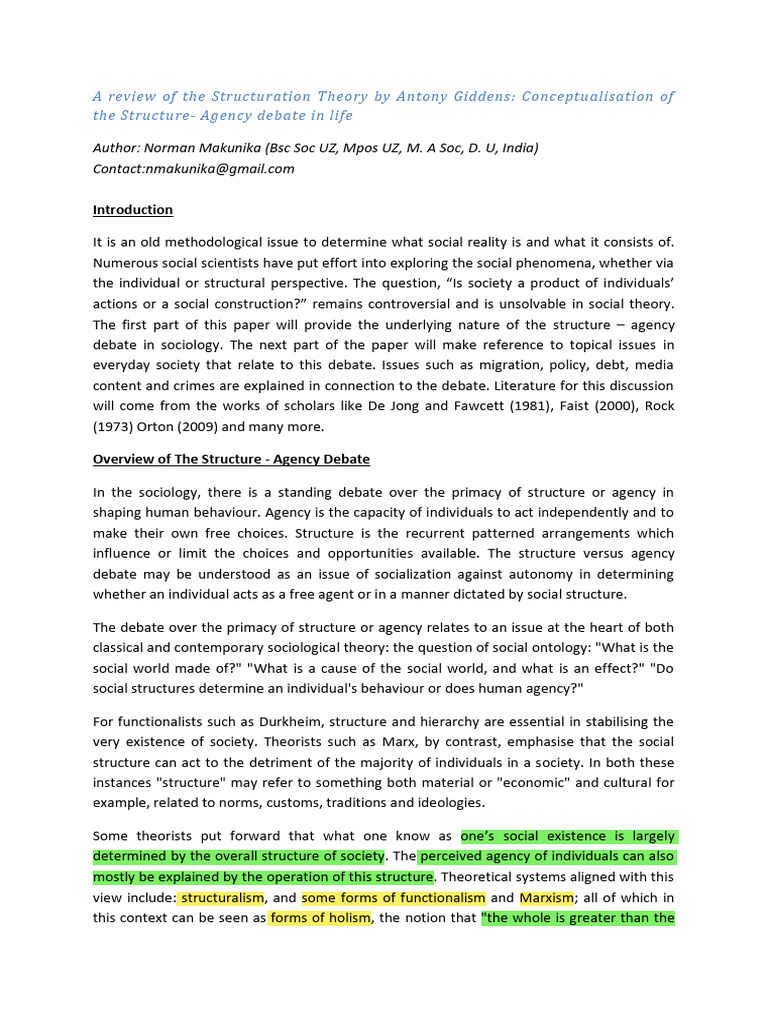 A Review of The Structuration Theory by | PDF | Sociological Theories ...