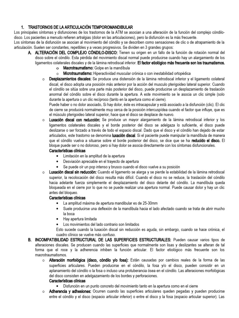 Trastornos de la ATM: Síntomas y Causas | PDF | Articulación | Artritis ...