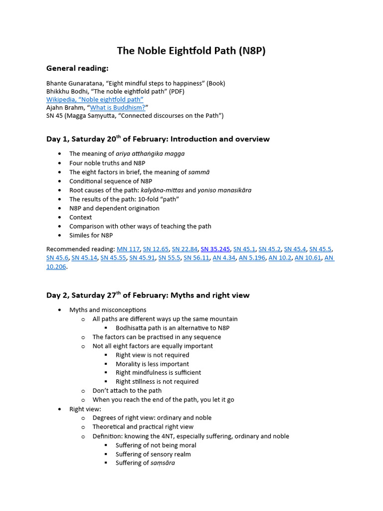 Noble Eightfold Path Program and Reading Materials | Download Free PDF ...
