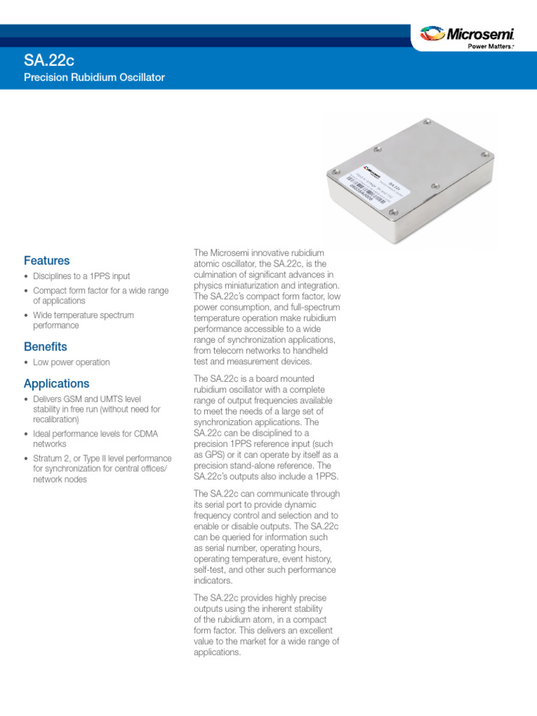 Microsemi SA22c Datasheet 900-00375-000E 1 | PDF | Computer Engineering | Electrical Engineering