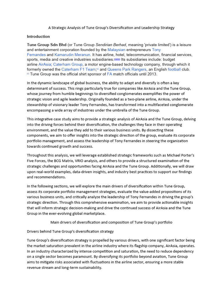 A Strategic Analysis of Tune Group | PDF | Strategic Management ...