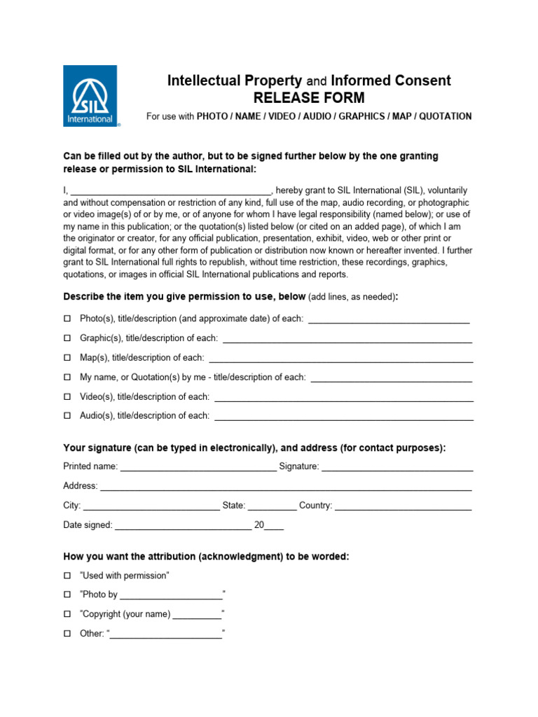 Sil-Gps Ip Ic Release Form 4may18 | PDF | Social Science | Law