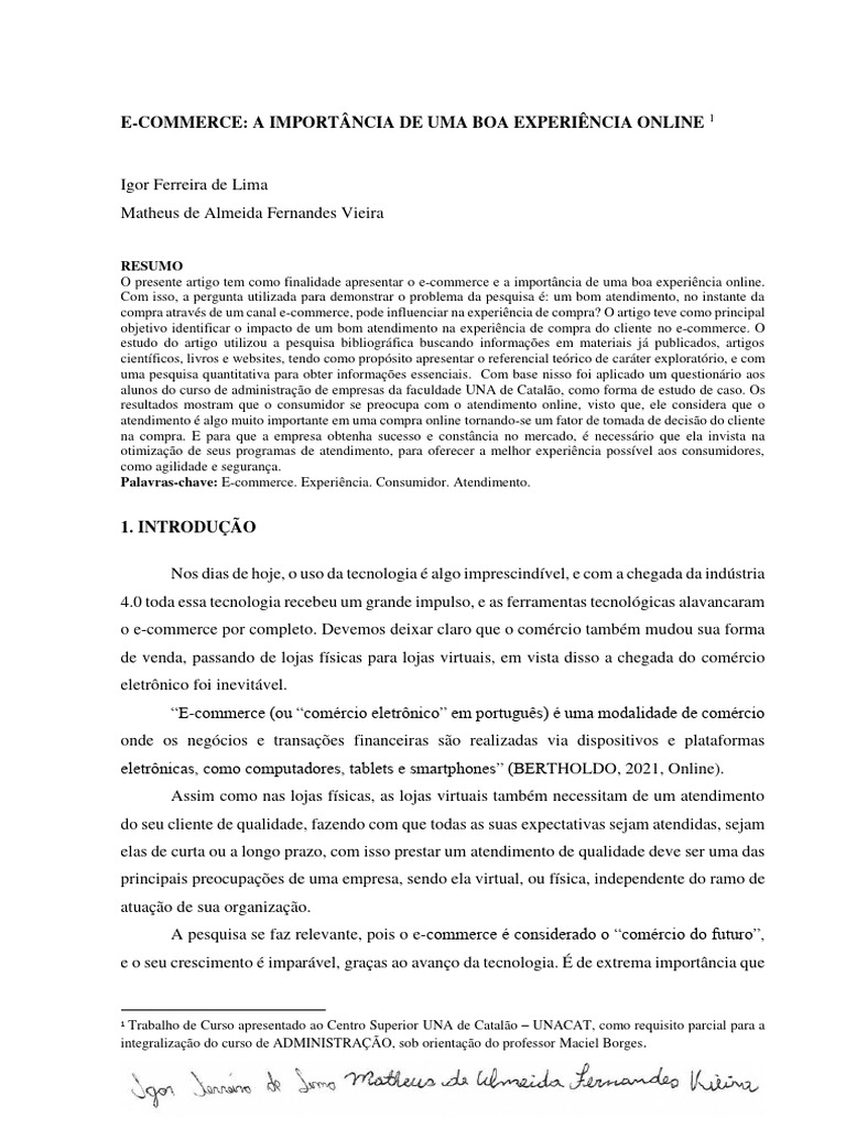 TCC Igor Ferreira de Lima e Matheus de Almeida Fernandes Vieira | PDF ...