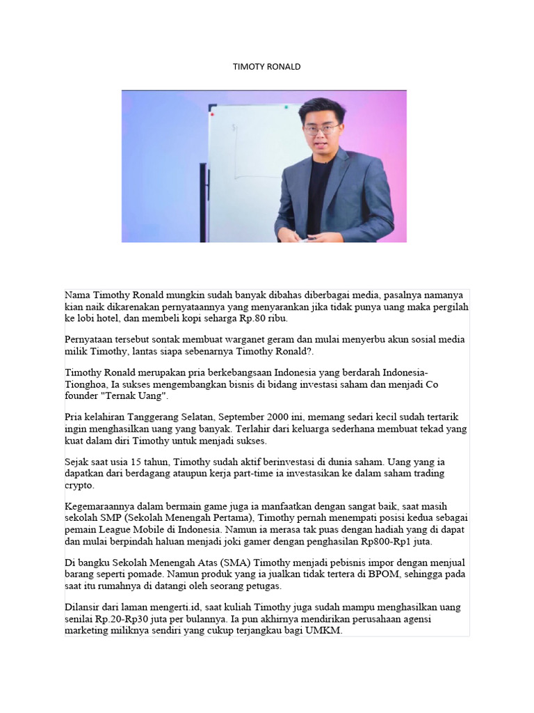 Biografi Singkat Timothy Ronald | PDF | Hukum