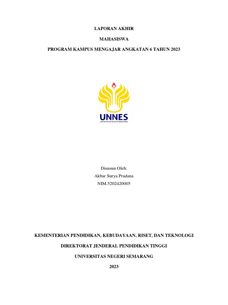 Laporan Akhir Kampus Mengajar 6 - Akbar Surya Pradana | PDF Laporan Akhir Kampus Mengajar 6 - Akbar Surya Pradana | PDF