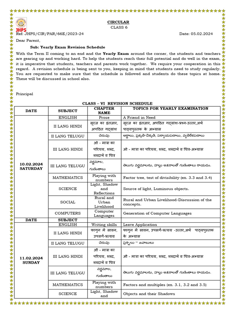 Revision Schedule 6 | PDF