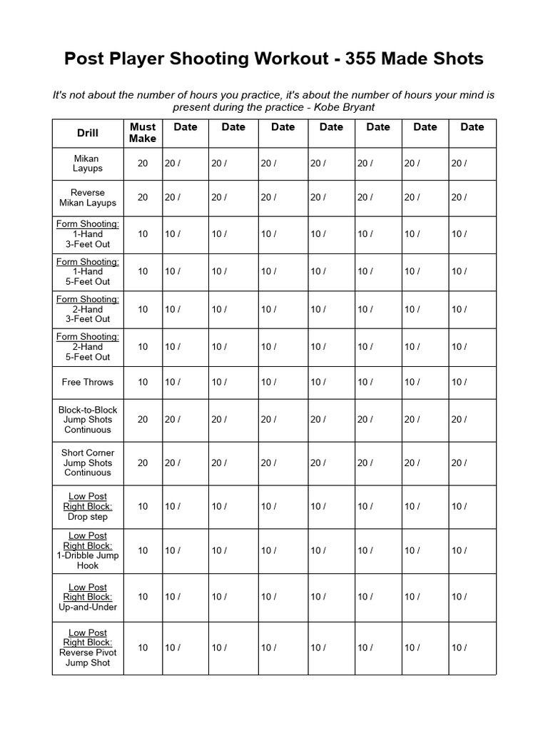 Girls-Basketball-Post-Player-Shooting-Workout | PDF | Games Of Physical ...