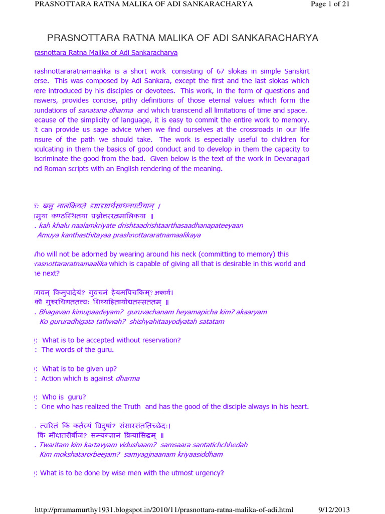 Prasnottara Ratna M | PDF | Moksha | Indian Philosophy