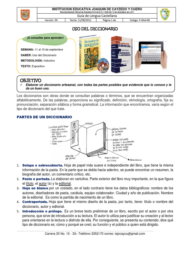 Uso Del Diccionario | PDF | Diccionario | Escritura