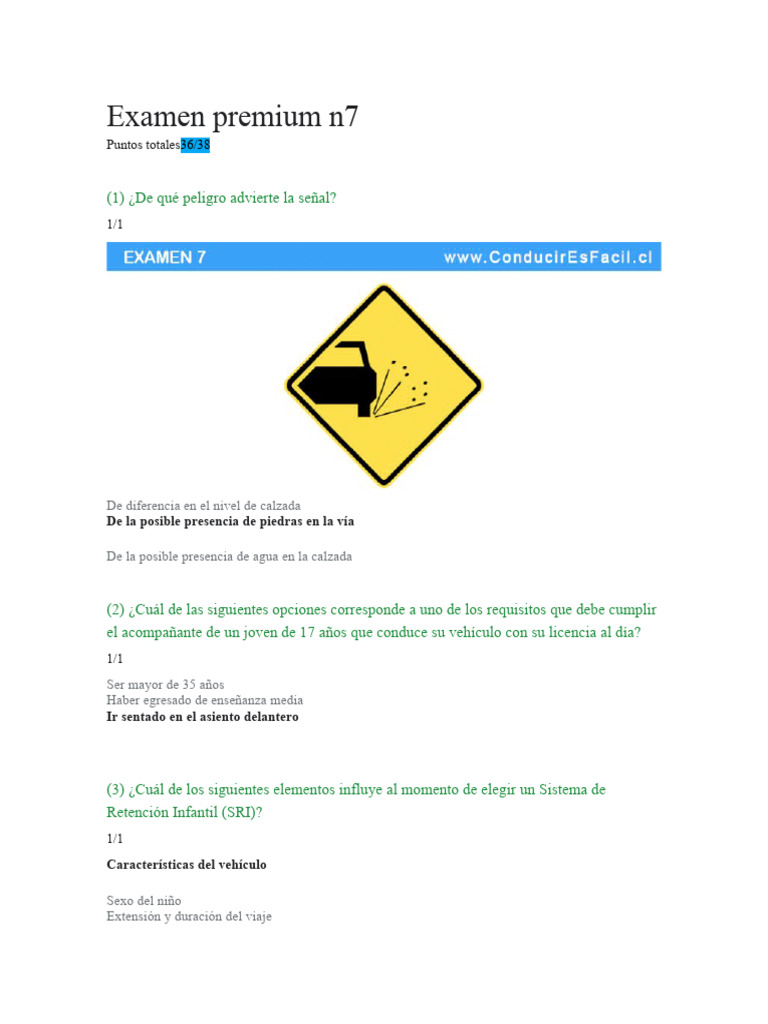 Prueba - Examen 7 | PDF | Neumático | Peatonal