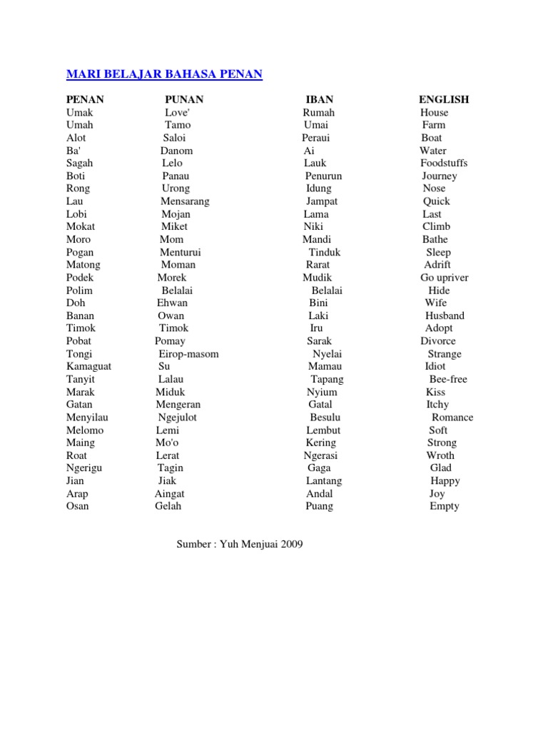 Mari Belajar Bahasa Penan | PDF | Puisi