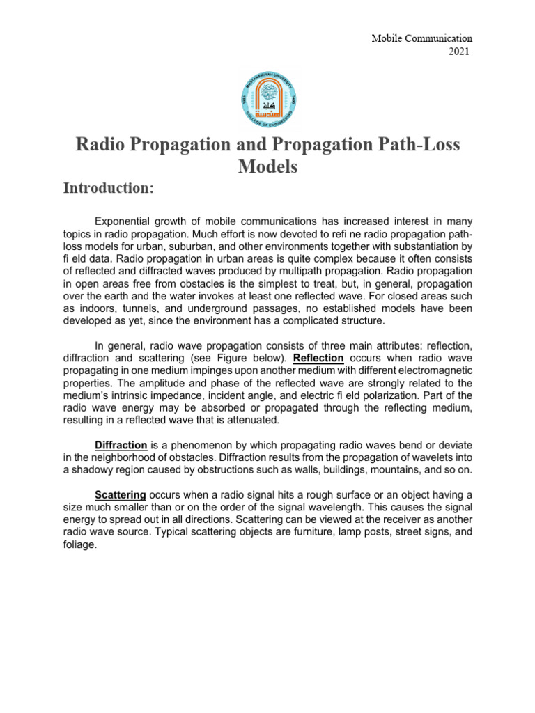 Radio Propagation and Propagation Path-Loss Models | PDF | Radio ...
