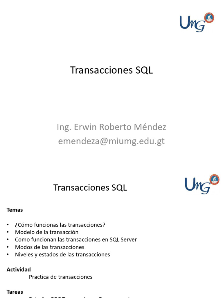 Transaciones SQL | PDF | SQL | Servidor SQL de Microsoft