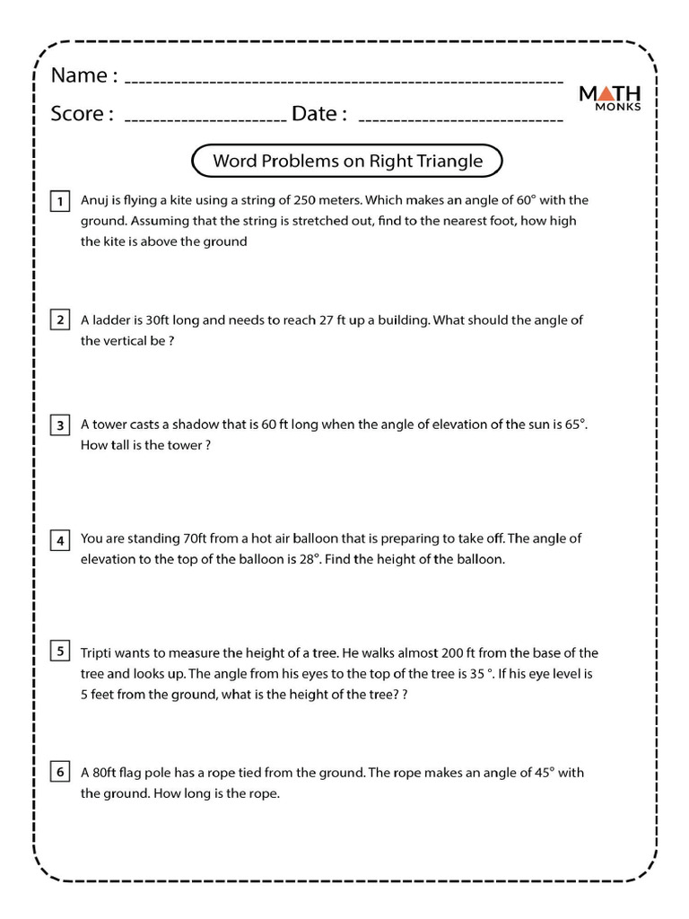 Right Triangle Worksheet | PDF