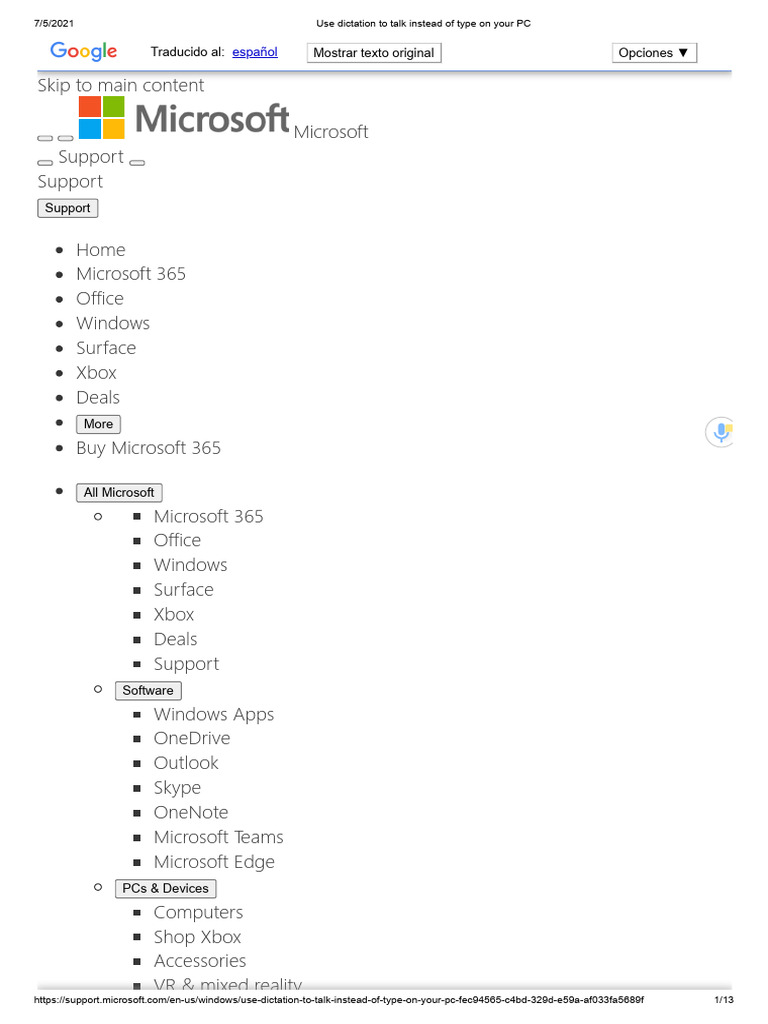 Use Dictation To Talk Instead of Type On Your PC | PDF | Microsoft ...