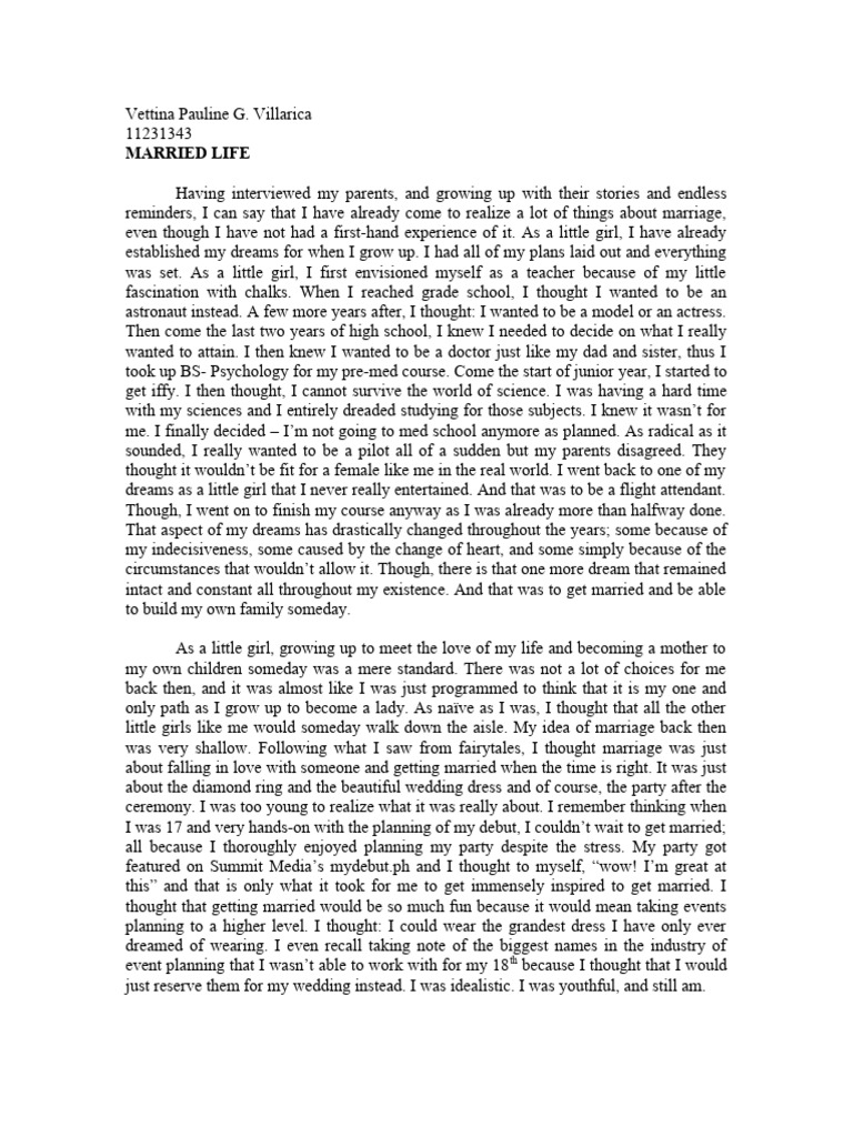 Marriage Reflection Tredfor | PDF | Wellness