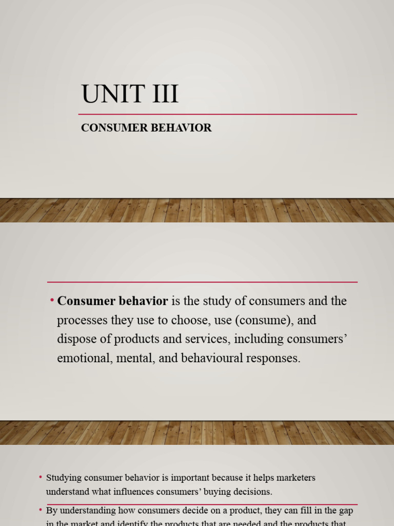 Unit III MM | PDF | Consumer Behaviour | Behavior